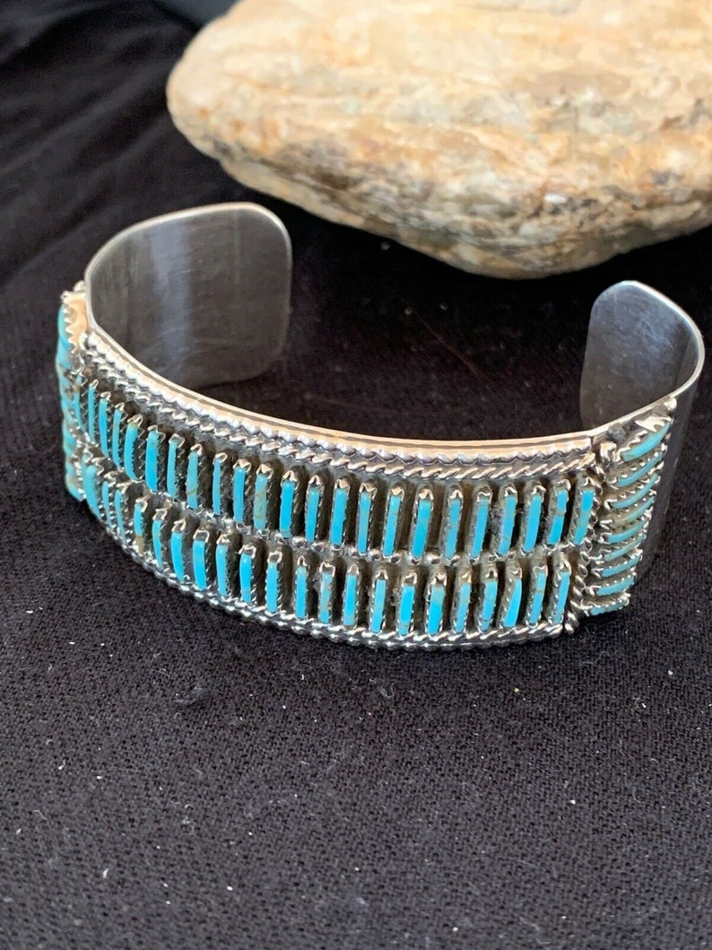 Native American Zuni Sterling Silver Turquoise Needle Point | Etsy