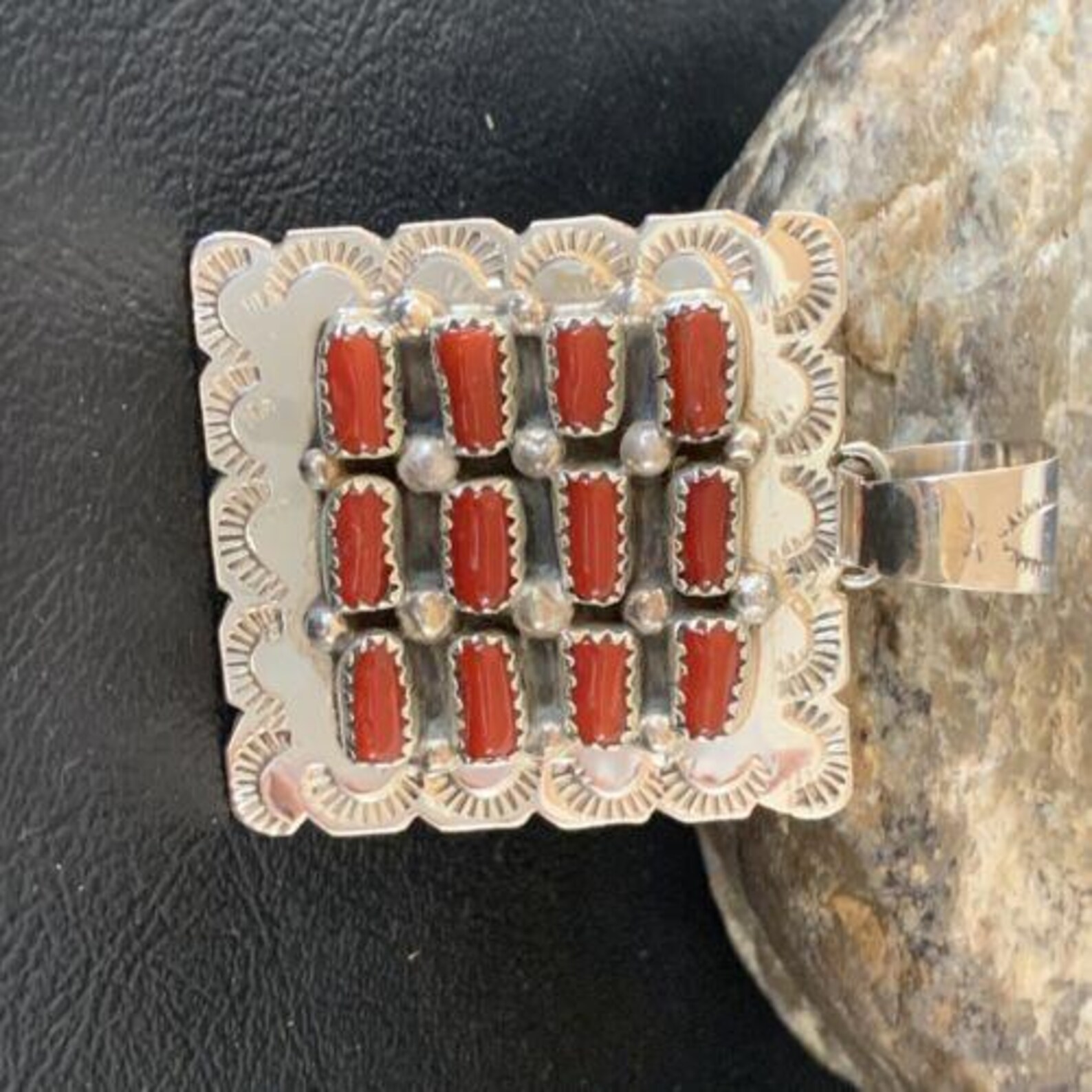 Navajo Red Coral and Multi-stone Cluster Pendant | Authentic Native ...