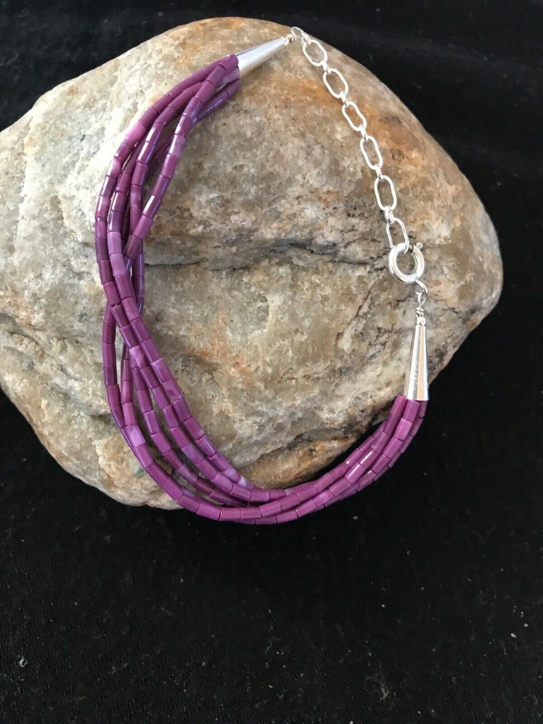 Native American Sugilite Heishi Sterling Silver Purple Stabilized ...
