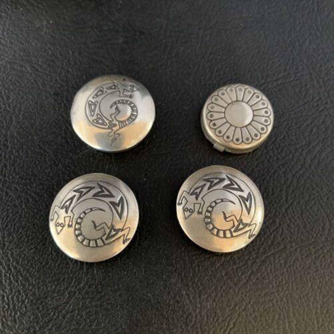 Native American Sterling Silver Button Covers | 0.8" | Navajo Set of 4 ...
