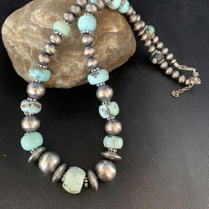 Dry Creek Turquoise Navajo Pearls Beaded Necklace | Sterling Silver ...
