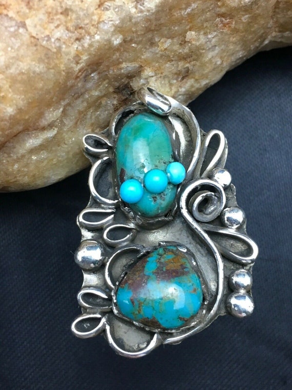 Vintage Sterling Silver Navajo Turquoise Ring Size