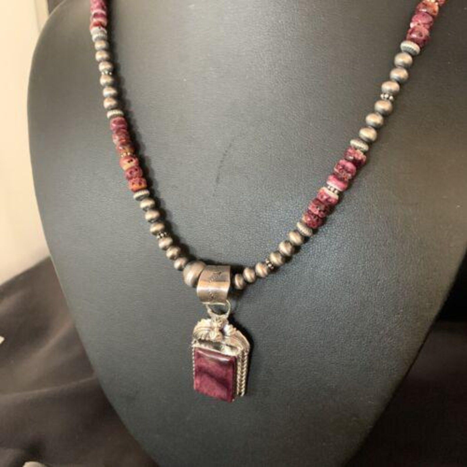 Navajo Purple Spiny Oyster Pendant | Sterling Silver | 20" Necklace ...