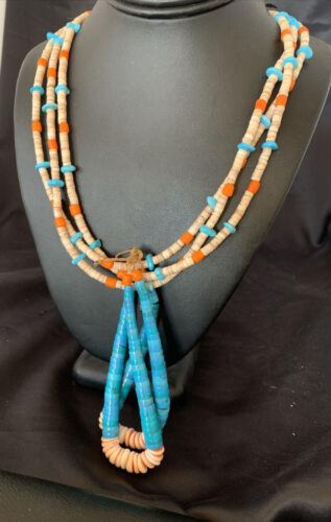 Southwestern Jacla Santo Domingo Shell Spiny Turquoise Jacla Necklace ...