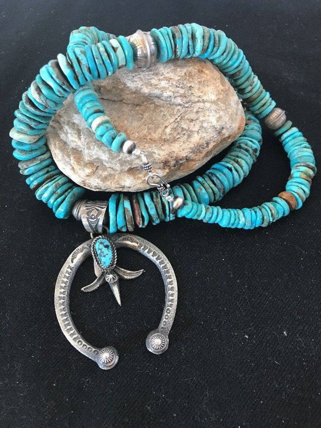 Storewide Sale Native American Squash Blossom Sterling Silver Turquoise ...