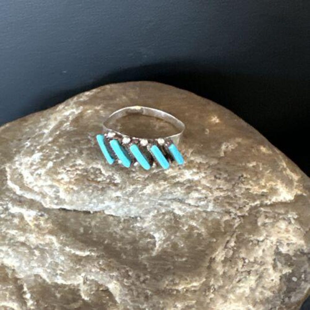Zuni Blue Turquoise Needle Point Ring | Authentic Native American ...