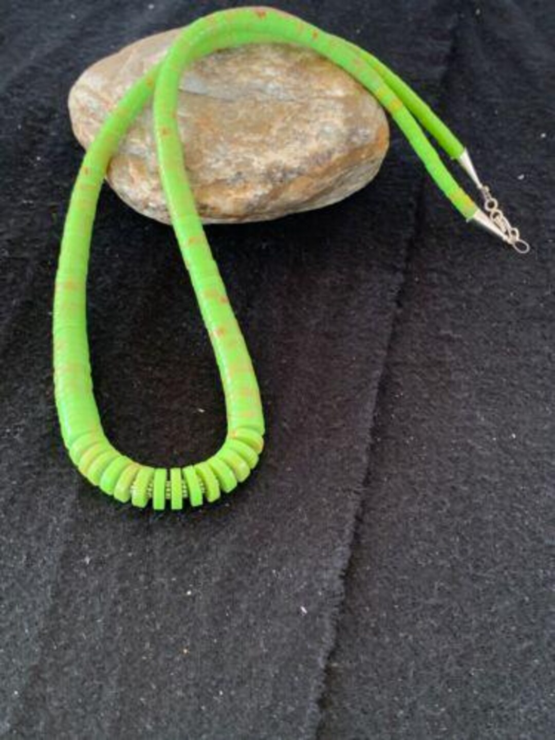 Navajo Green Gaspeite Necklace | Sterling Silver | 21" | Authentic ...