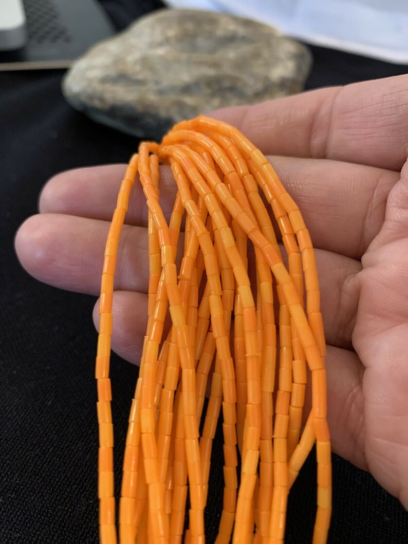 Native American Orange Spiny Heishi Sterling Silver Necklace - Etsy