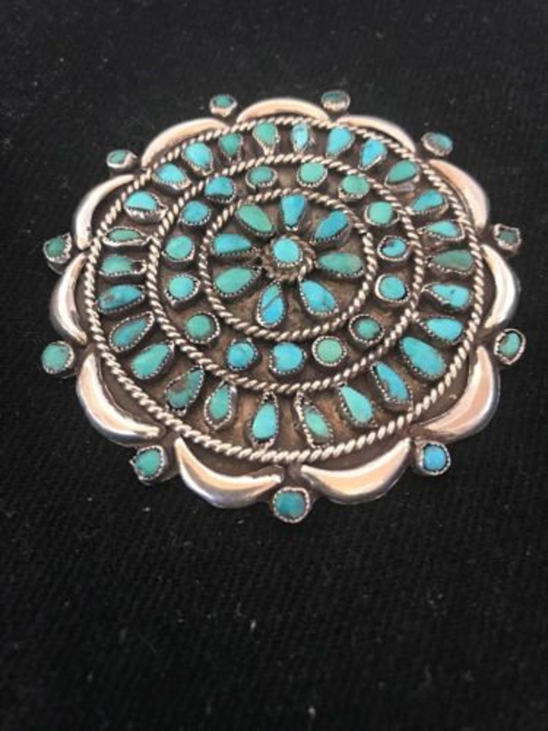 Native American Sterling Silver Turquoise Cluster Pin Gift 2.5 - Etsy