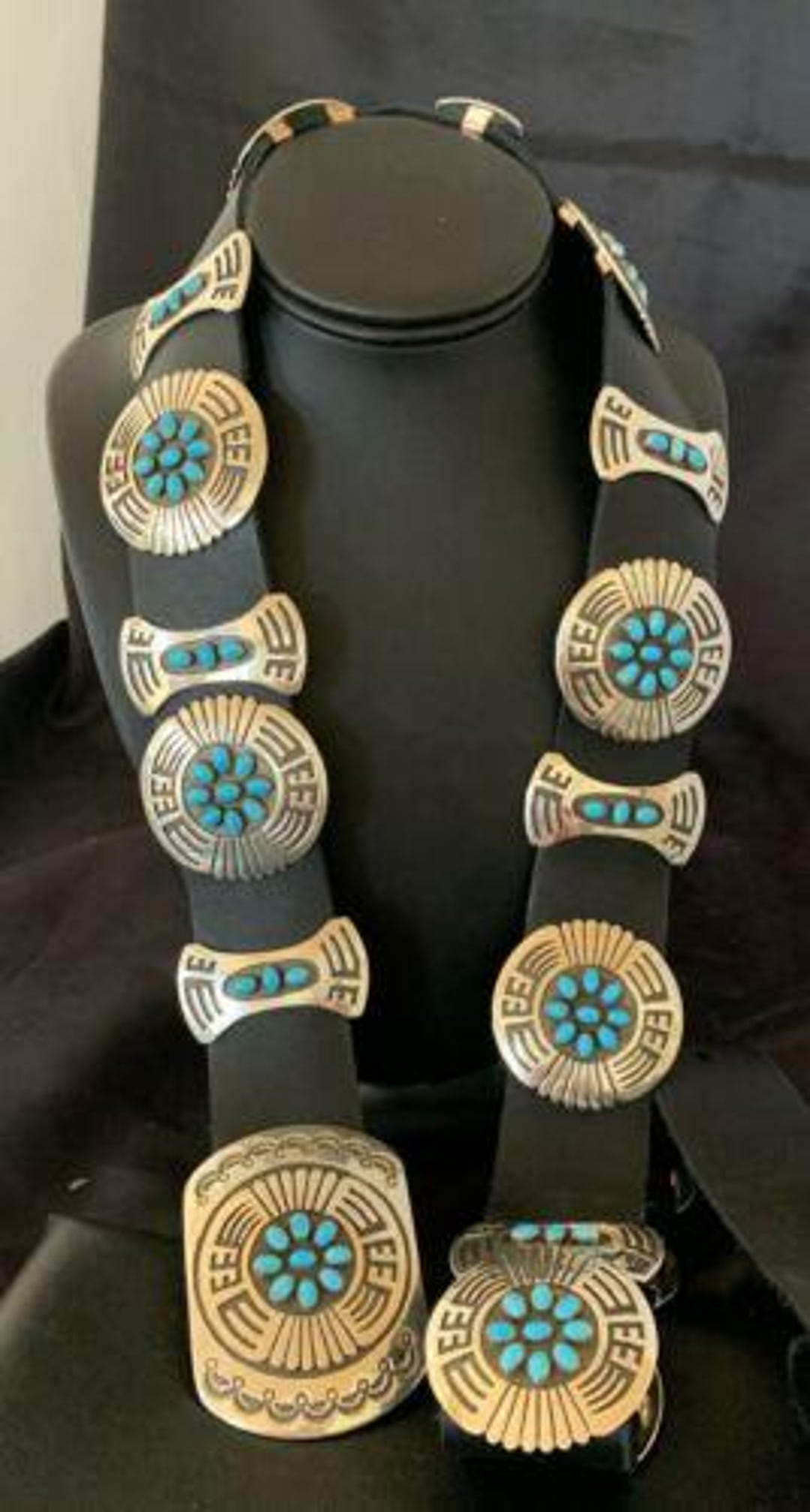 Men's Handmade Hopi Turquoise Concho Belt Buckle | Sterling Silver | 48 ...