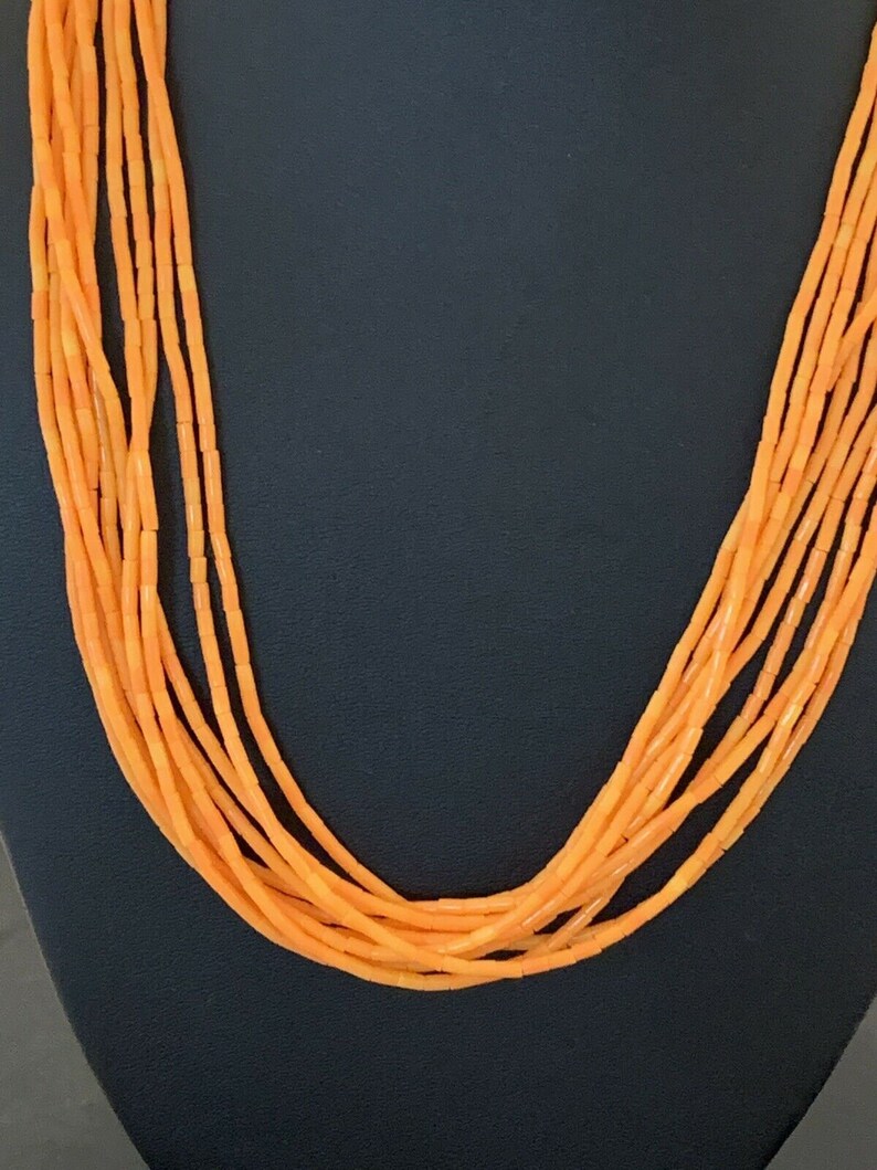 Native American Orange Spiny Heishi Sterling Silver Necklace - Etsy