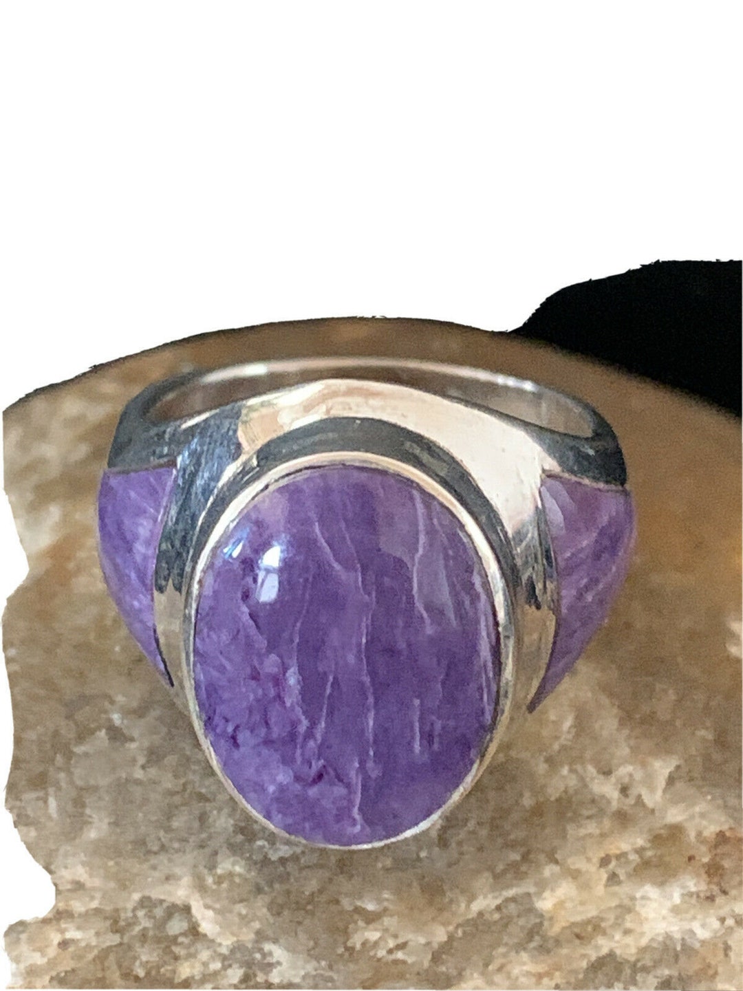 Stunning Native American Navajo Sterling Silver Purple Charoite Ring ...