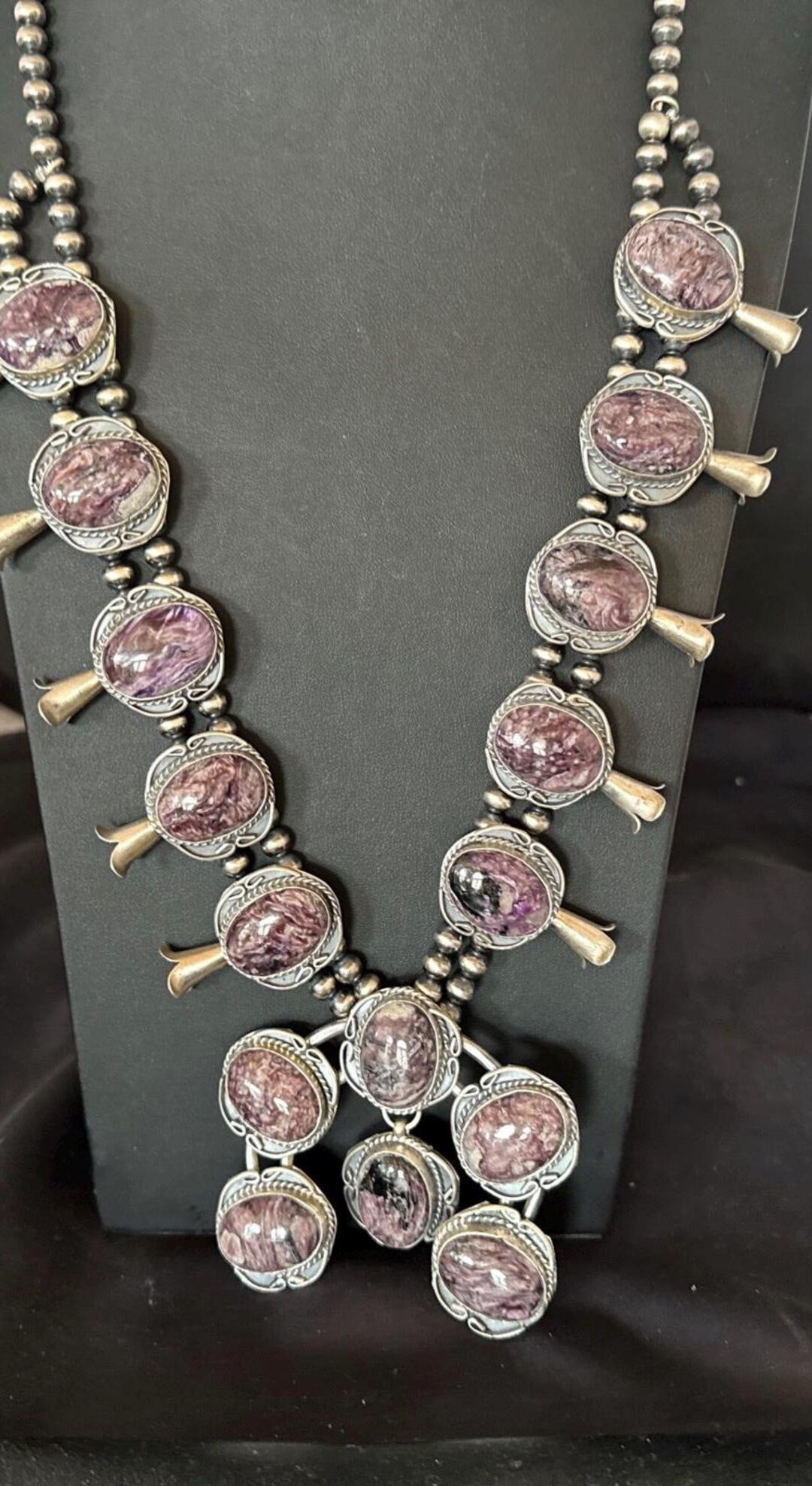 Navajo Purple Sugilite Squash Blossom Naja Pendant Sterling Silver ...