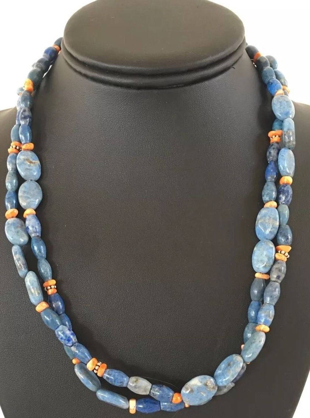 Native American Denim Lapis 2 Strand Sterling Silver Necklace 24 Hour ...