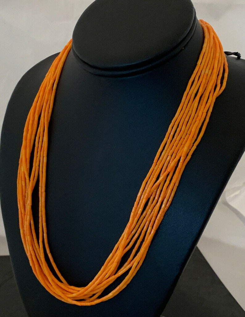 Native American Orange Spiny Heishi Sterling Silver Necklace - Etsy