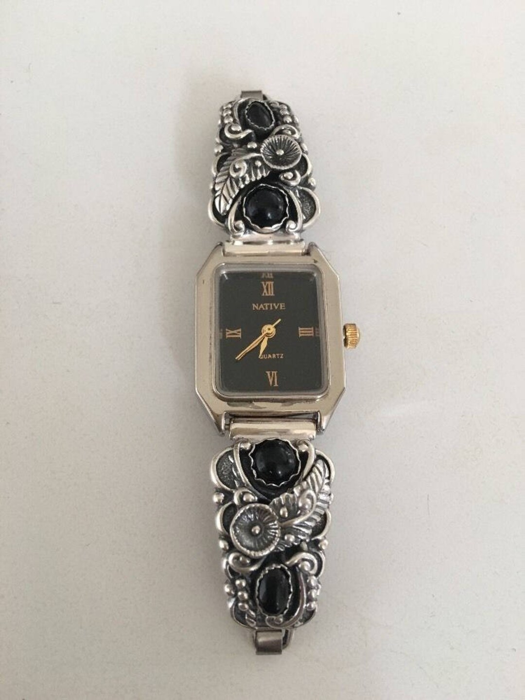 Native American Black Onyx Watch Tips Sterling Silver Ladies Sale - Etsy