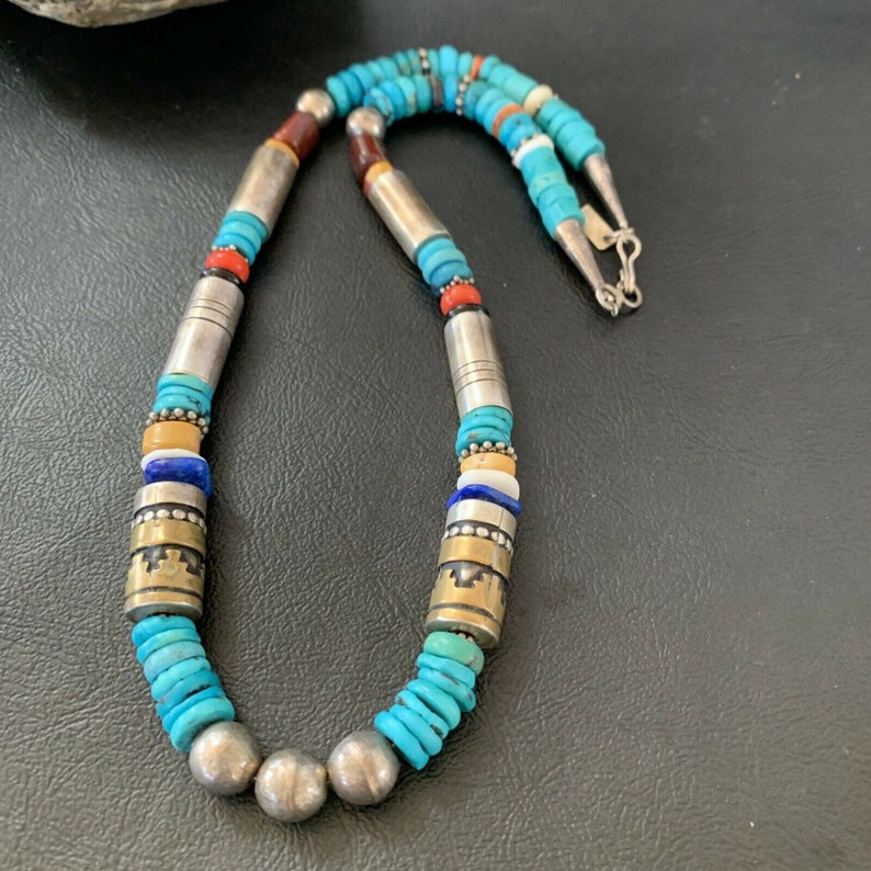 Authentic Tommy Singer Beads Necklace Turquoise Coral STERLING - Etsy