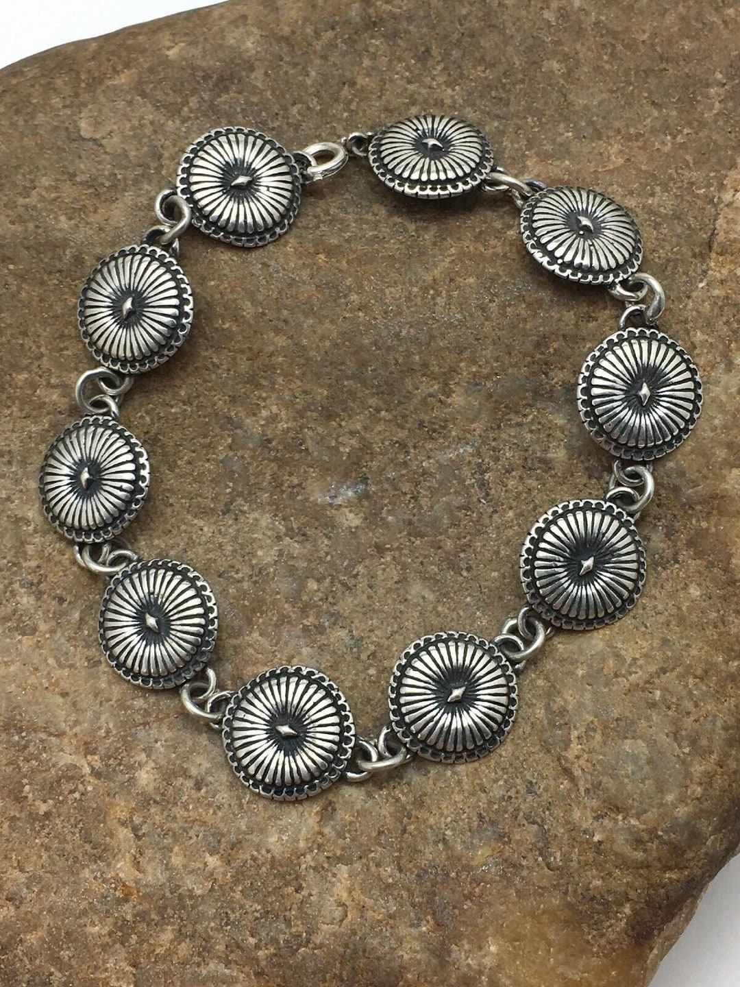 Native American Handmade Navajo Sterling Silver Link Bracelet 7 3117 - Etsy