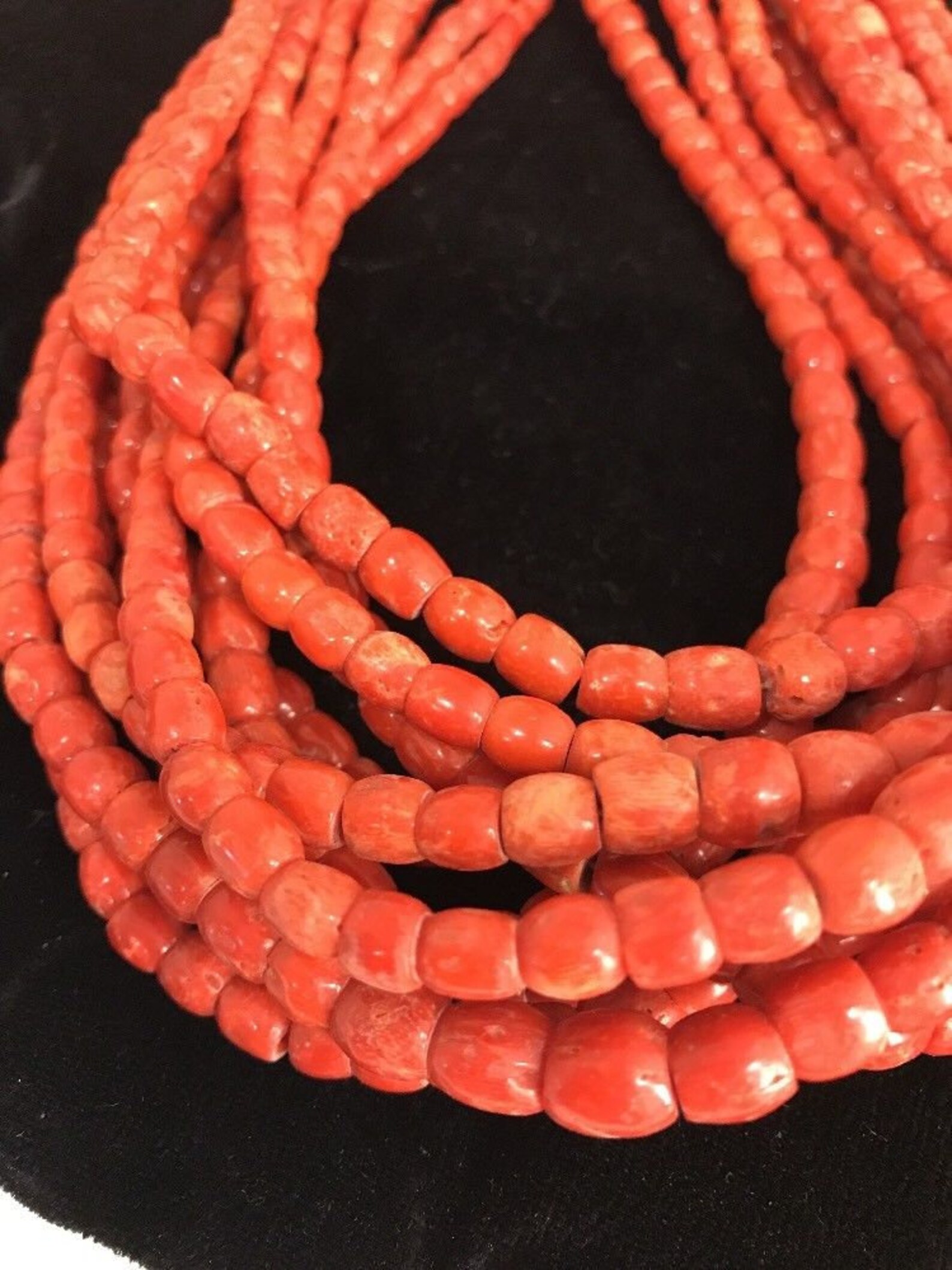 Navajo Vintage Authentic Coral 10 Strand Graduated Necklace - Etsy