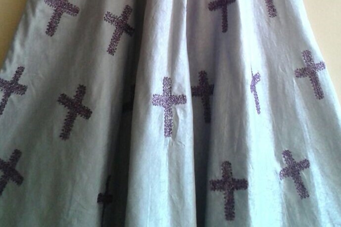 Beautiful Grey Clergy Robe With Purple Embroidery Crosses - Etsy