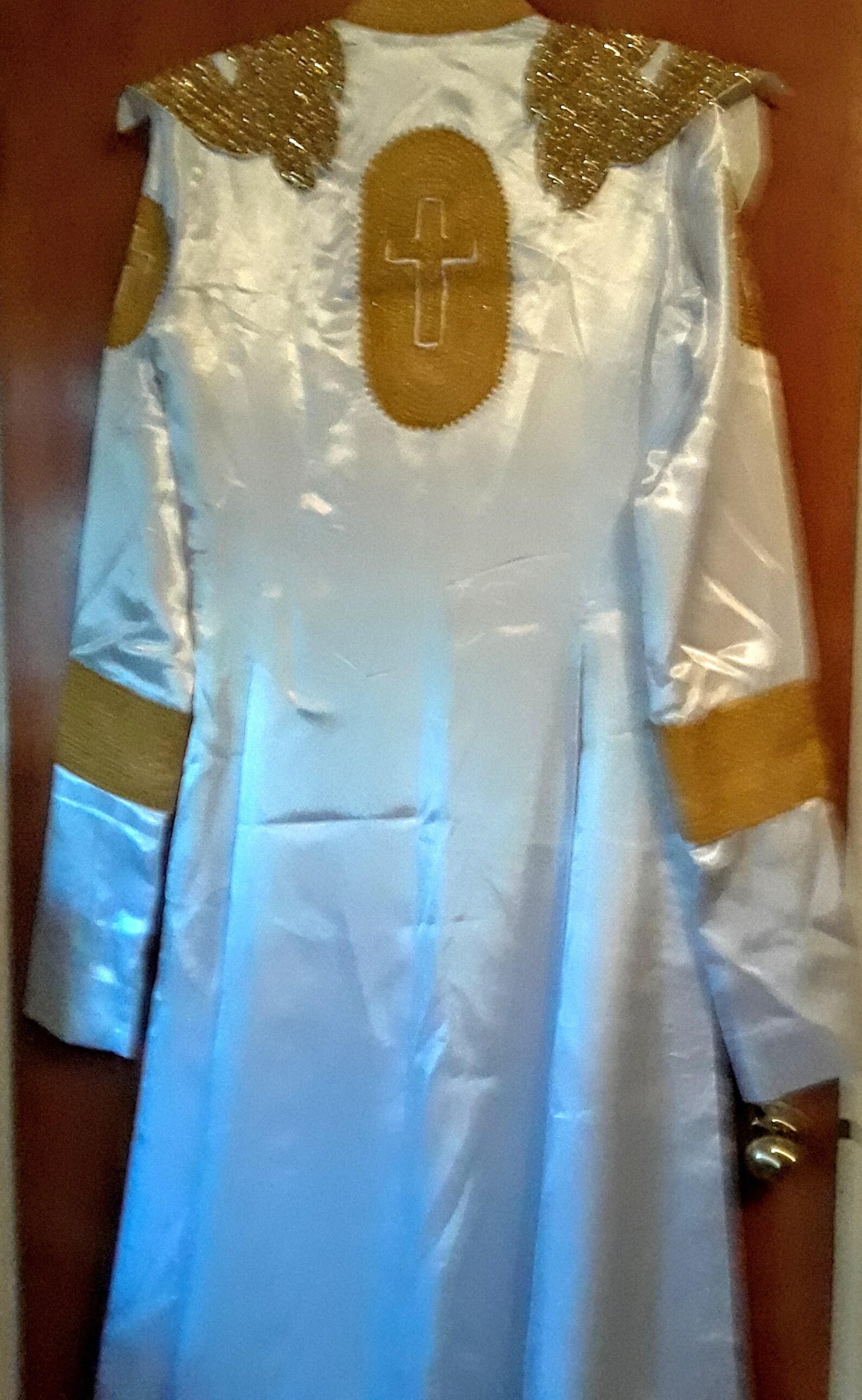 White Satin Robe With Gold Rhinestones and Embroidery - Etsy
