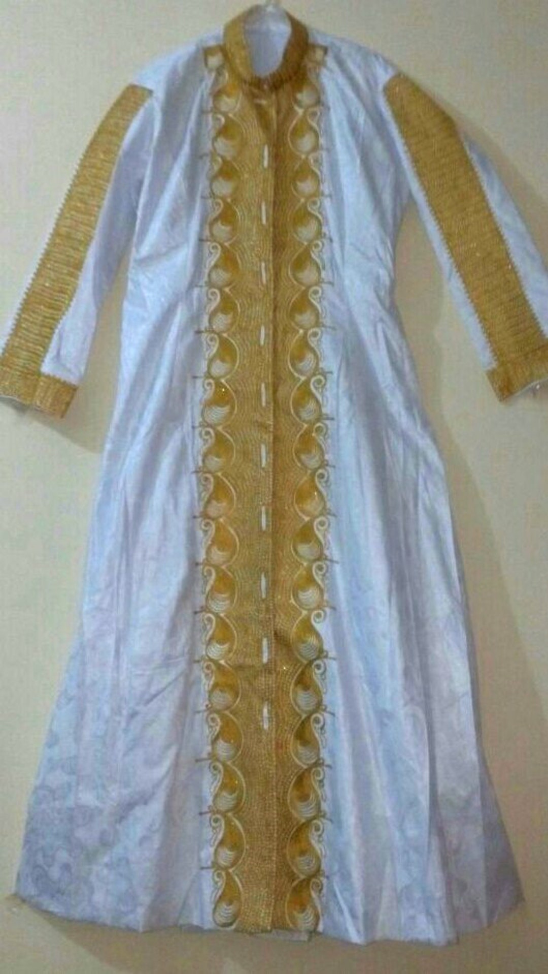 Unisex Couture White Clergy Robe, Gown With Gold Embroidery With Lap ...