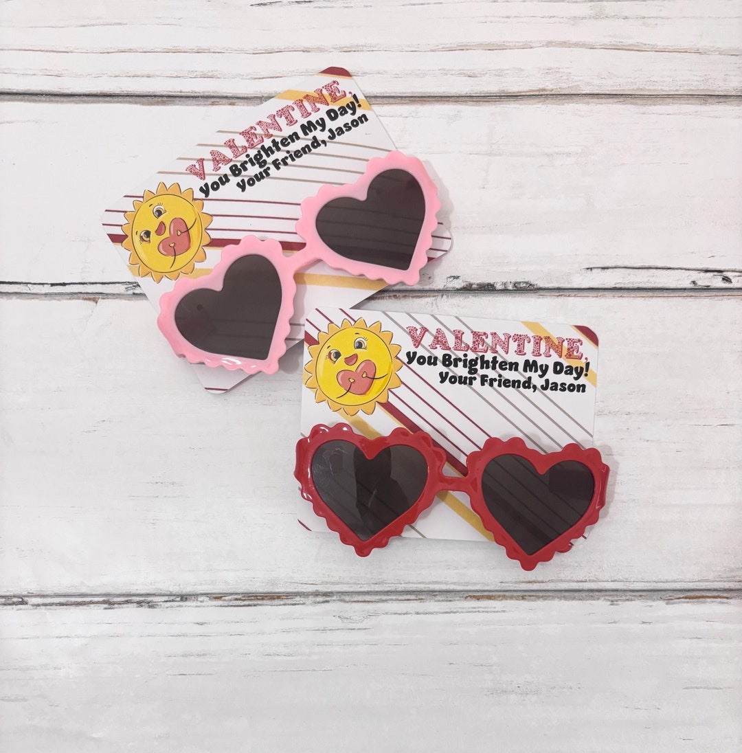 Valentine Sunglasses Favor Personalized Classroom Exchange Custom ...