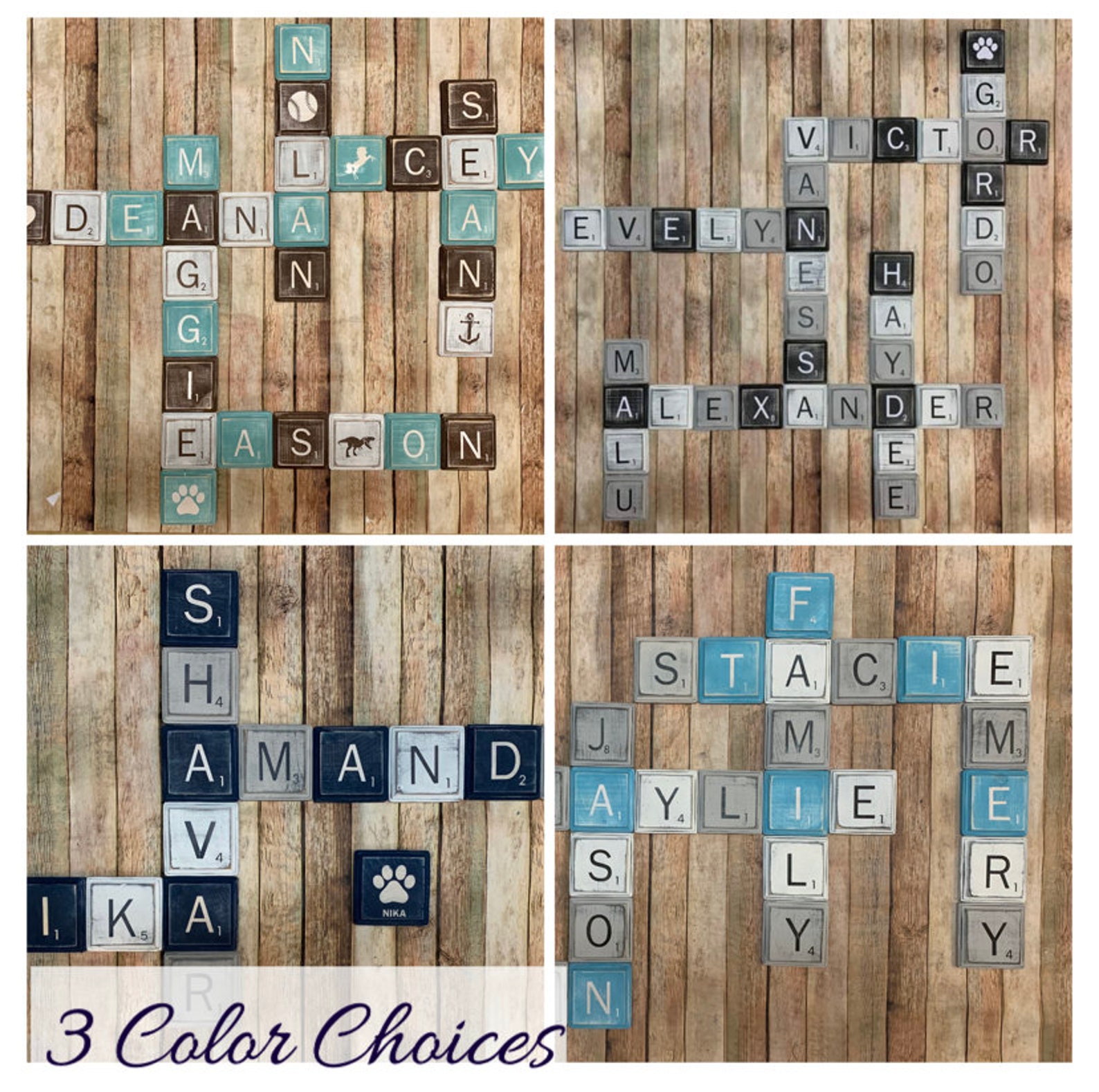 Personalized Hand-painted Scrabble Tiles | Custom Color Wall Art ...