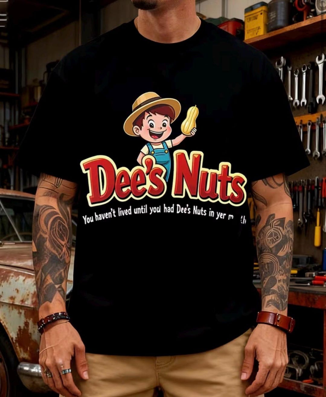 Dees Nuts Logo Cartoon Boy Graphic T Shirt | Funny Meme Shirt | Casual ...