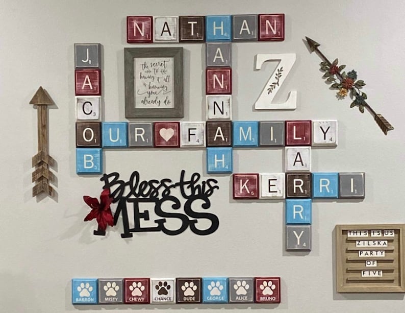 Personalized Hand-painted Scrabble Tiles | Custom Color Wall Art ...