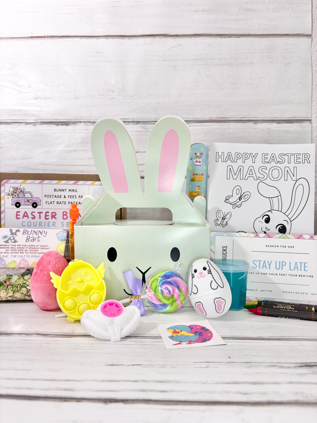 Easter Basket Box | Personalized Coloring Book Activity Sheet | Bunny ...