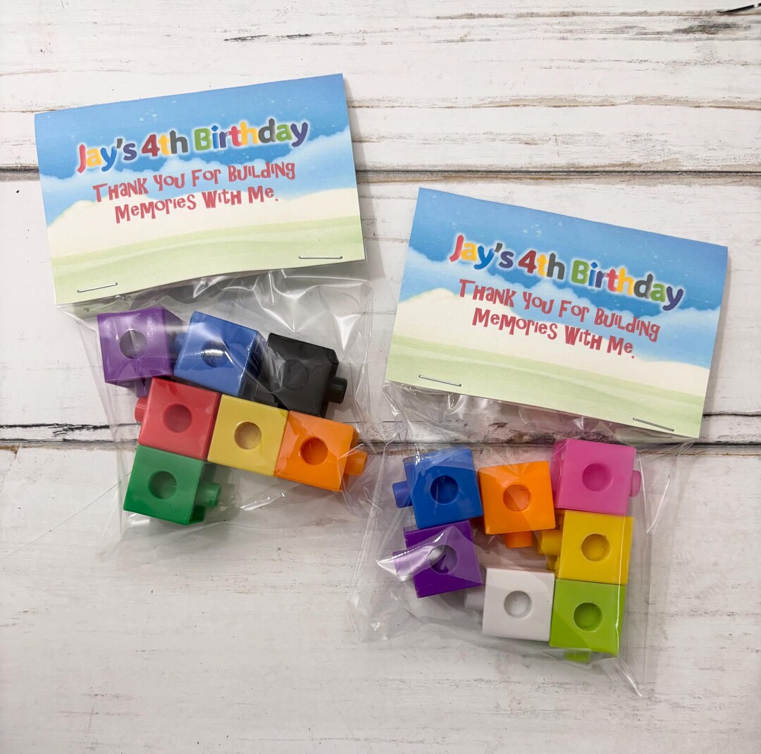 Personalized Building Block Birthday Party Favors: Custom Thank You ...