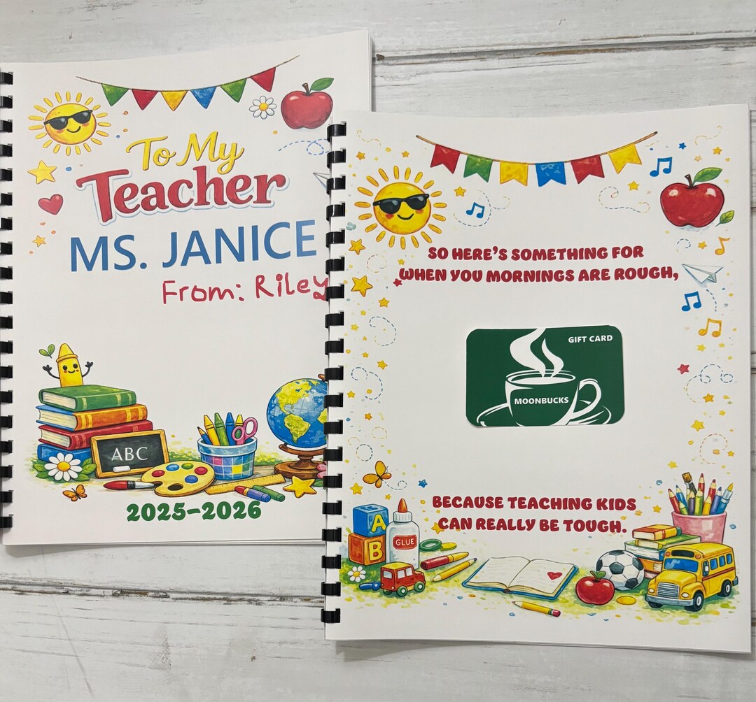 Teacher Appreciation Gift Card Book, Personalized Teacher Gift From ...