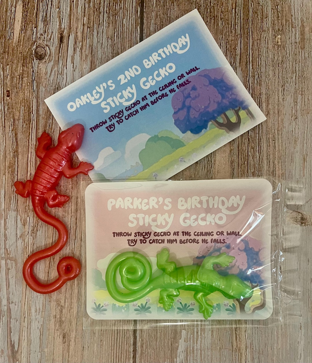 12 Blue Party Favor Sticky Gecko Assembled, Cards Only, or Signage ...
