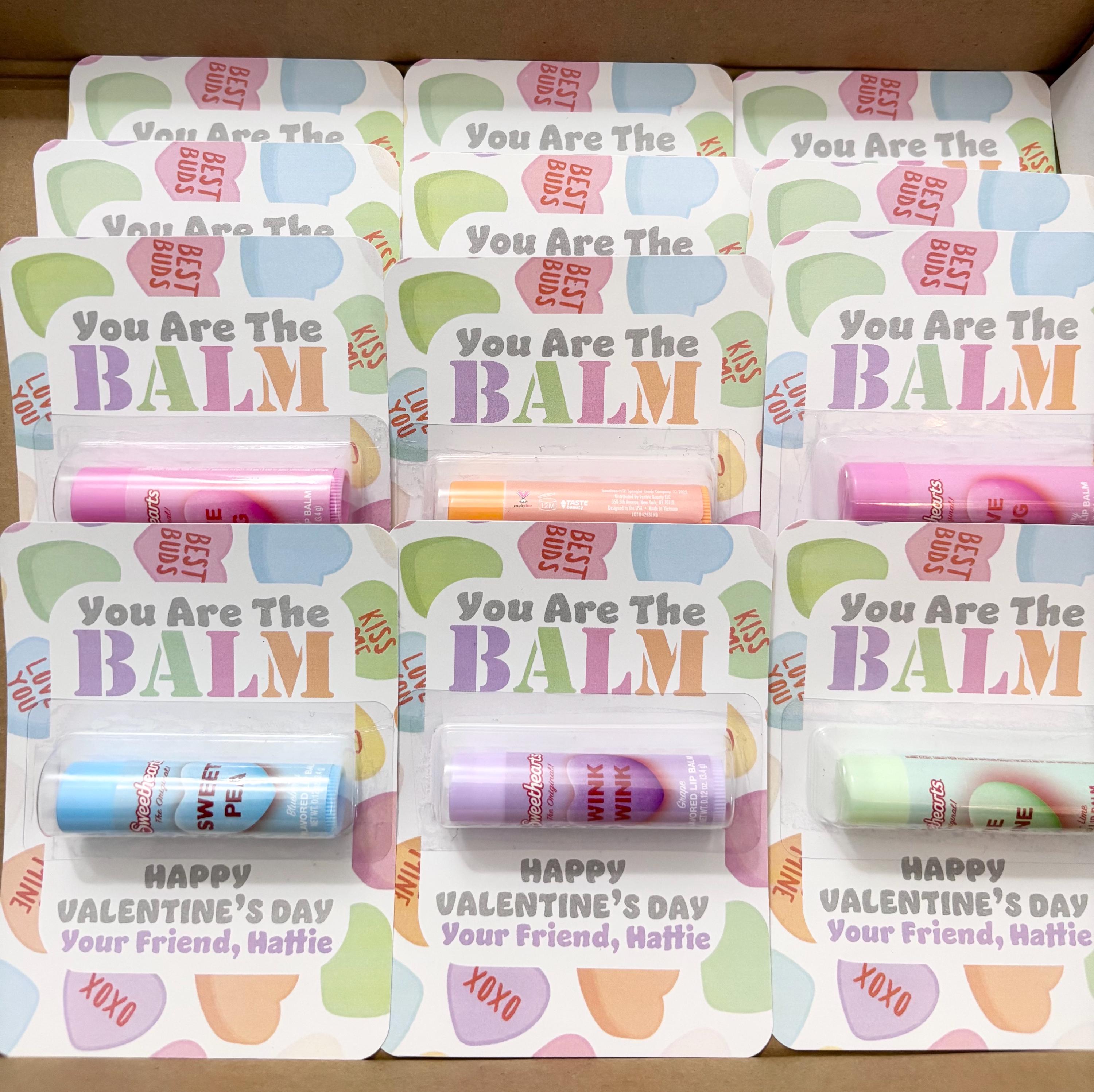 Valentine Chapstick Classroom Favors | Personalized Lip Balm Cards ...