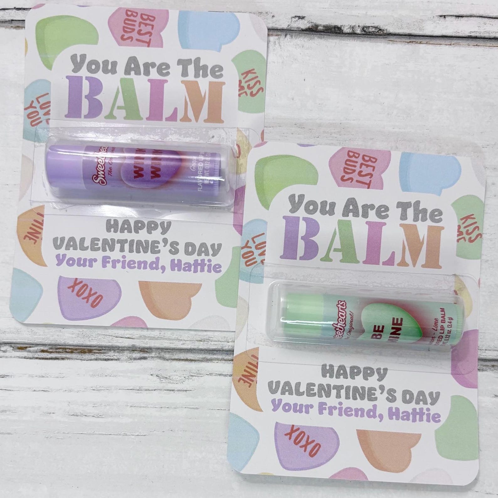 Valentine Chapstick Classroom Favors | Personalized Lip Balm Cards ...