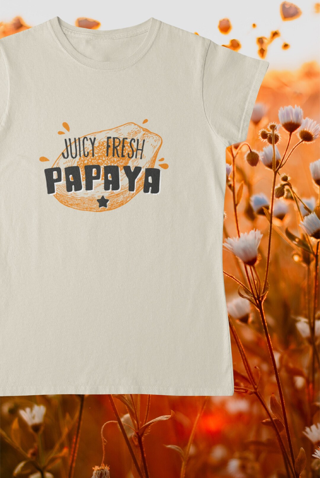 Papaya Shirt Fruit Tee Tropical Fruit Tshirt Papaya Graphic Cool Tee ...