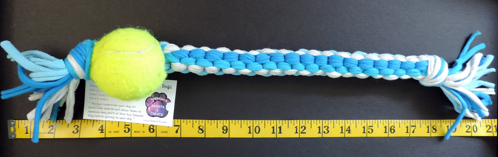 Handmade Dog Pull Toy With Tennis Ball from Recycled Materials - Etsy