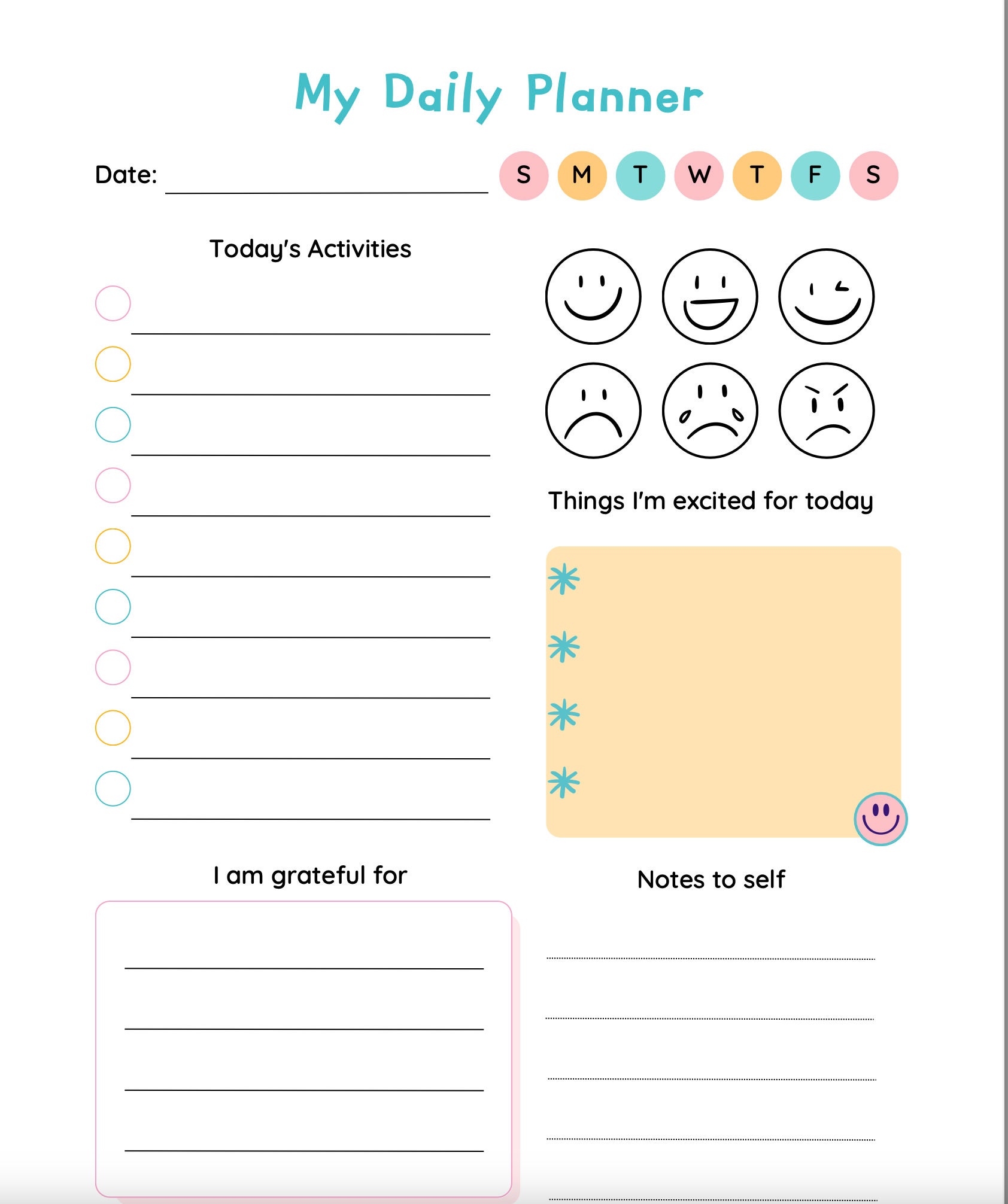 Project Planner for Kids Printables, Daily Reflections, Mood Tracker ...