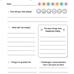 Goals for Teens Printables, Daily Reflections, Mood Tracker, Goal ...