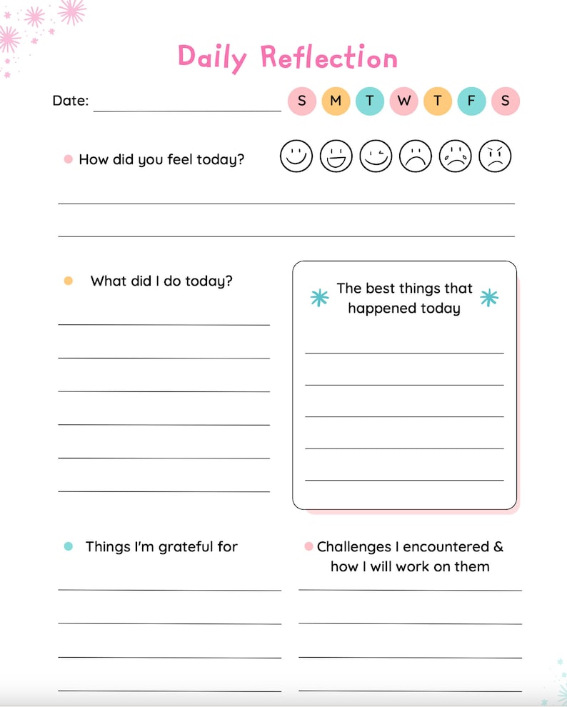 Goals for Teens Printables, Daily Reflections, Mood Tracker, Goal ...