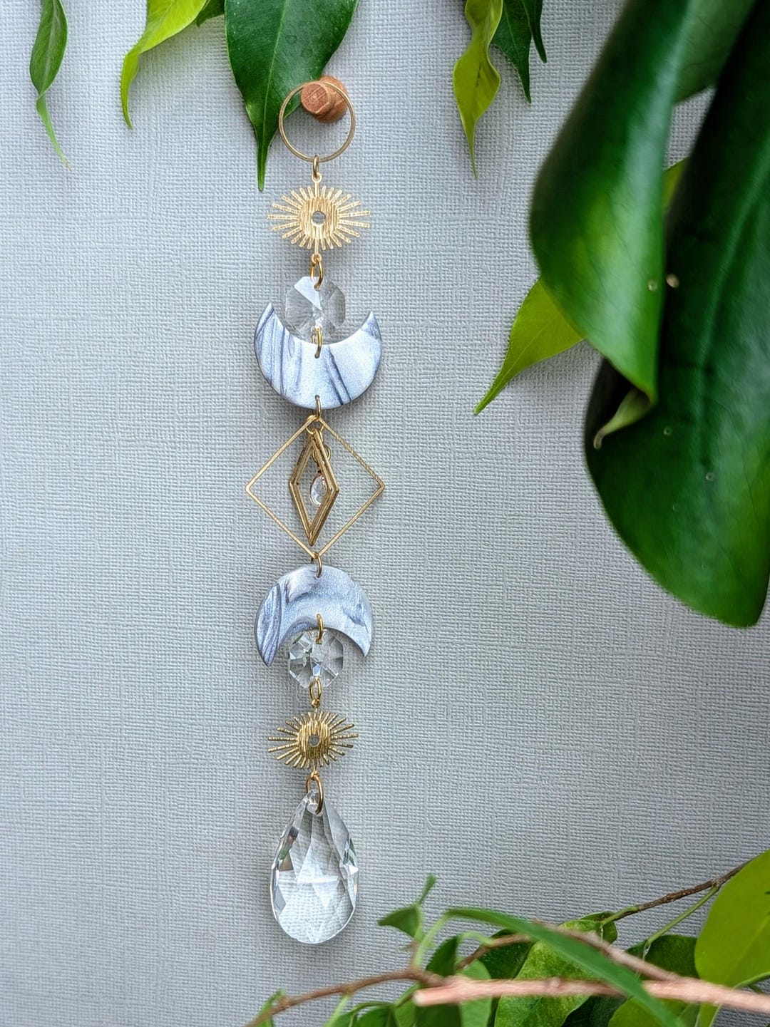 Gold Evil Eye Sun Catcher | Gold Moon Phase Evil Eye Sun Catcher ...