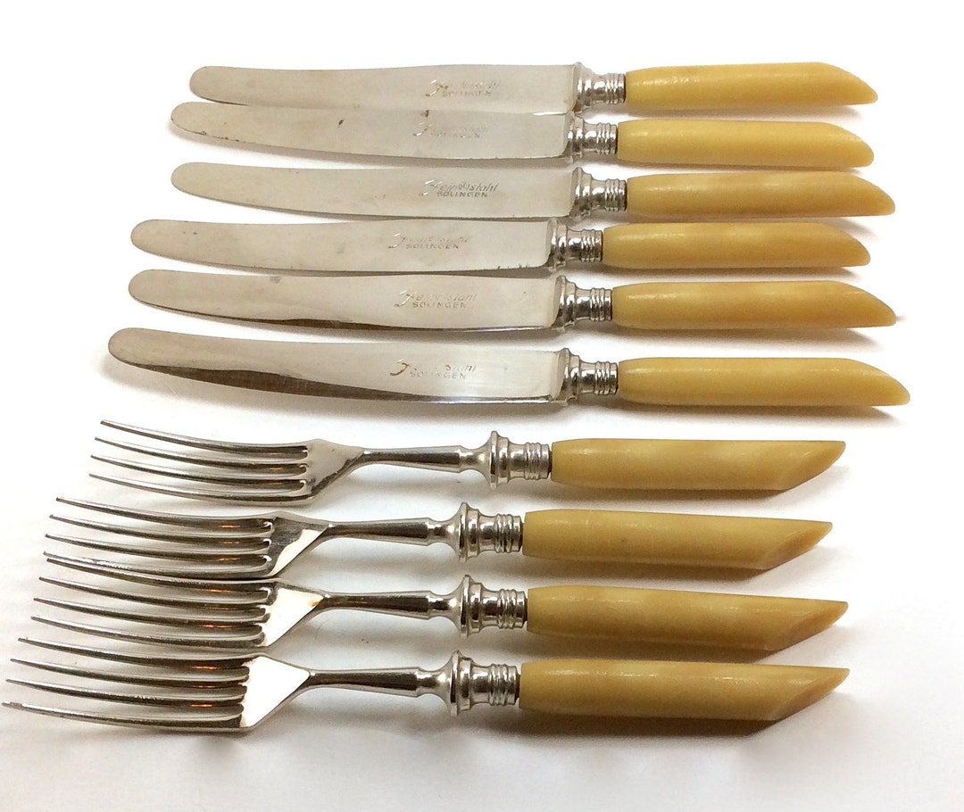 Feinstahl Solingen 4 fourchettes et 6 couteaux Poignées en - Etsy France