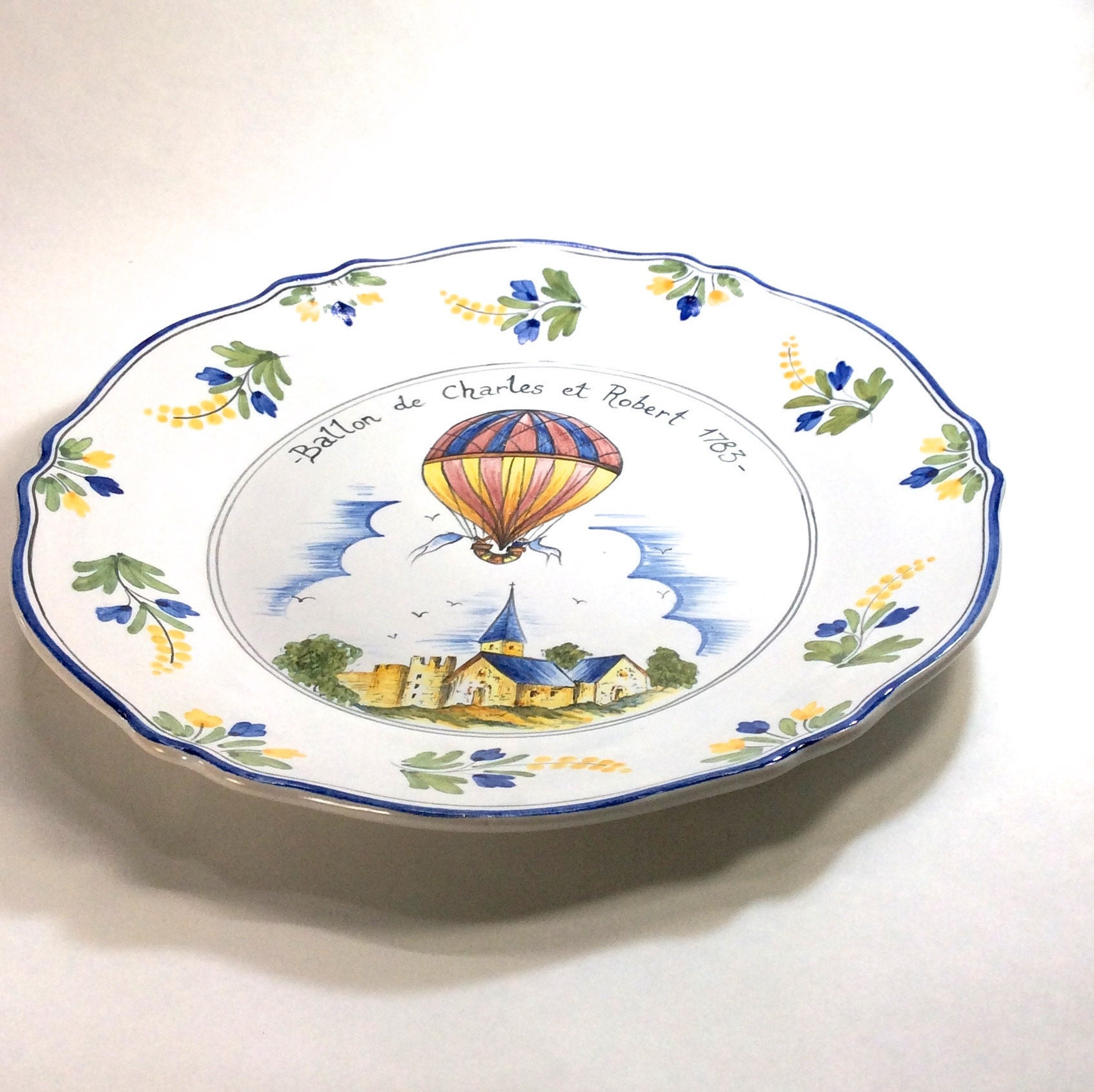 Plate, Hot Air Balloon, Faïencerie Dart De Malicorne Pottery Quimper ...