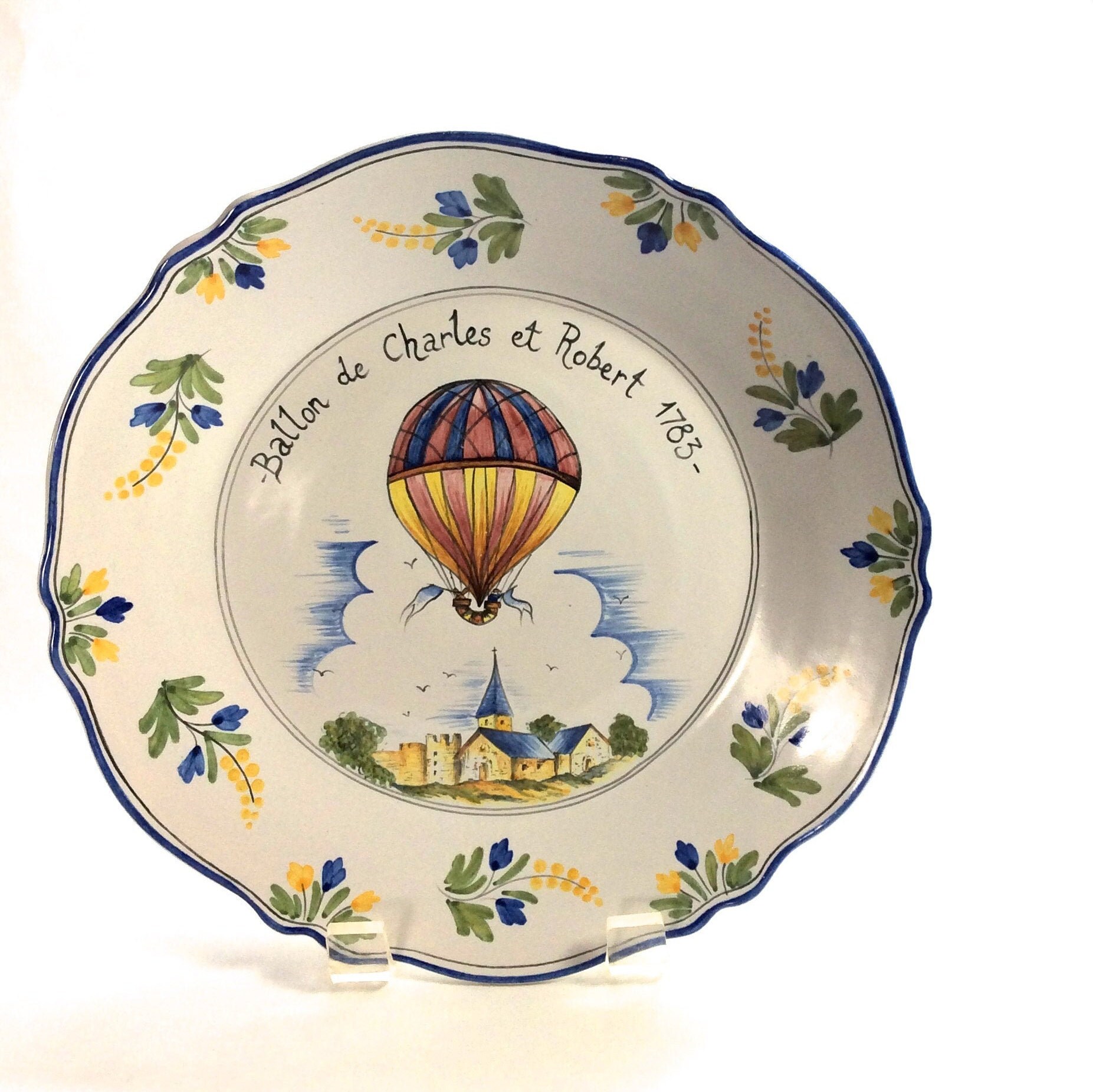Plate, Hot Air Balloon, Faïencerie Dart De Malicorne Pottery Quimper ...