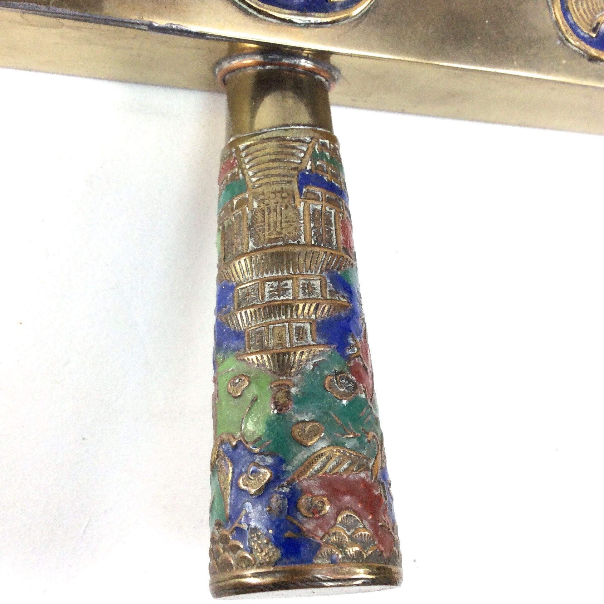 Antique Chinese Brass Enameled Silent Butler Crumb Catcher 1930's ...