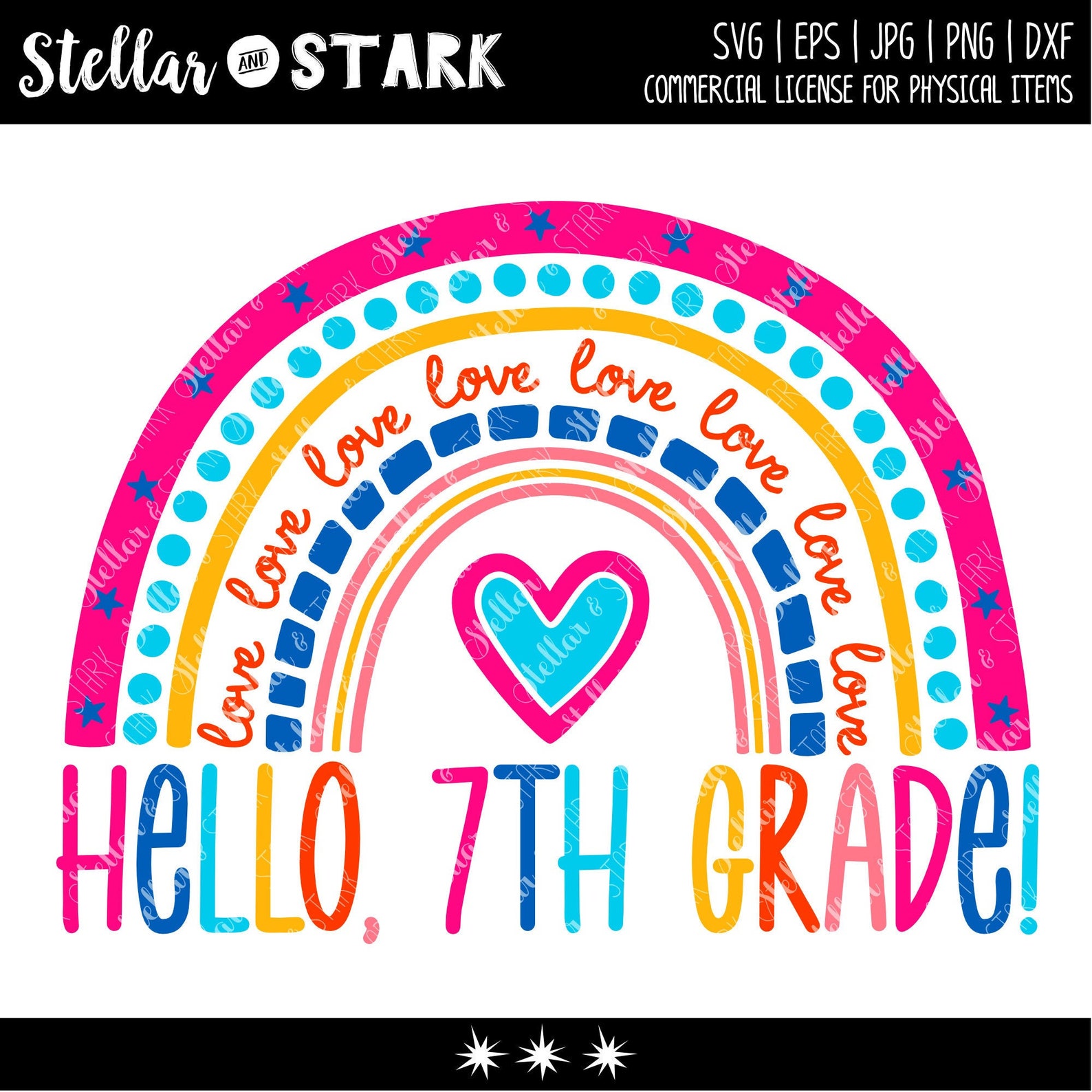 Hello Seventh Grade Rainbow Svg 7th Grade Svg Back To | Etsy