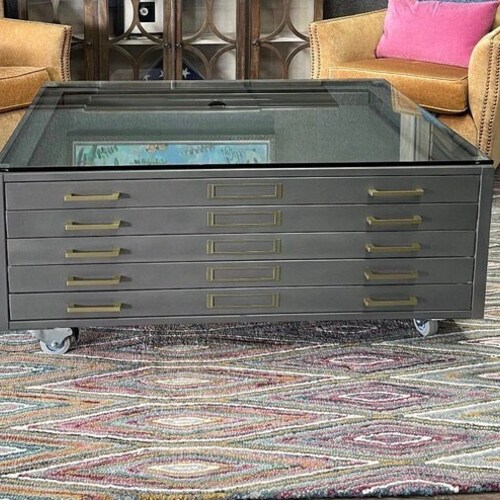 Vintage Steel Flat File Coffee Table - Etsy