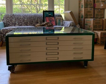 Flat File INV-56 Coffee Table Artist Print File Vintage STACOR Steel ...