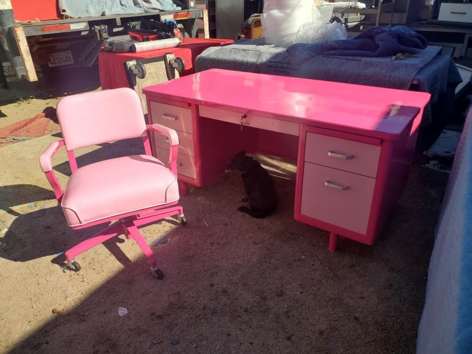 Vintage Steel Pink Desk Refinished Made to Order - Etsy
